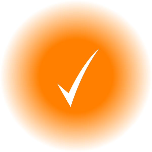 Check Mark Orange Background - (600x600) Png Clipart Download