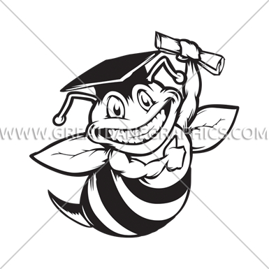 Graduation Bee - Cartoon - (385x385) Png Clipart Download