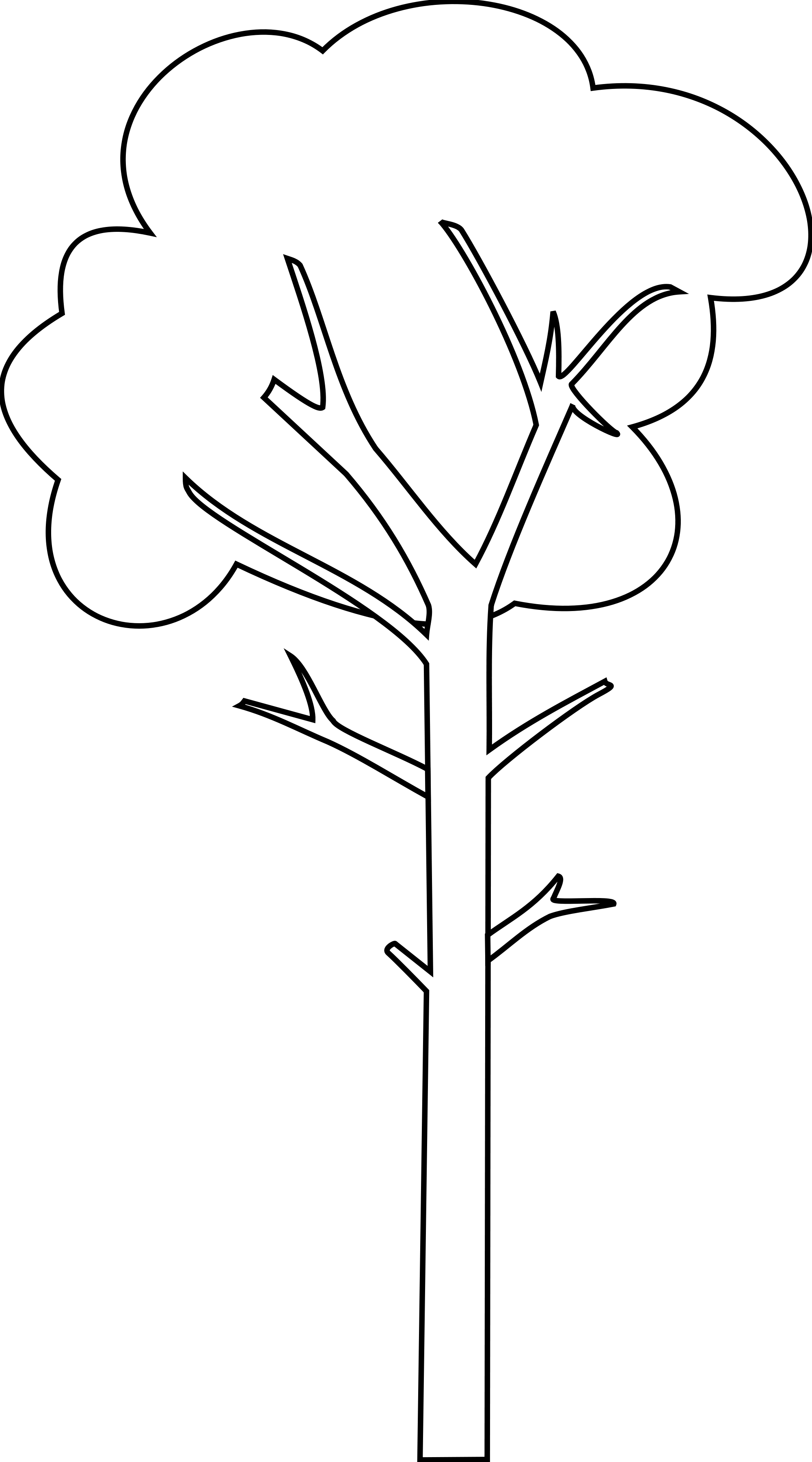 Tall Tree Cartoon Black And White - (2000x3601) Png Clipart Download