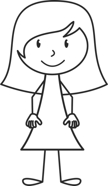 Girl Wearing Solid Dress Stamp - Stick Figure With Dress - (349x600 ...