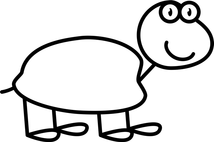 Turtle Outline Rubber Stamp - Stick Figure Turtle - Full Size PNG ...