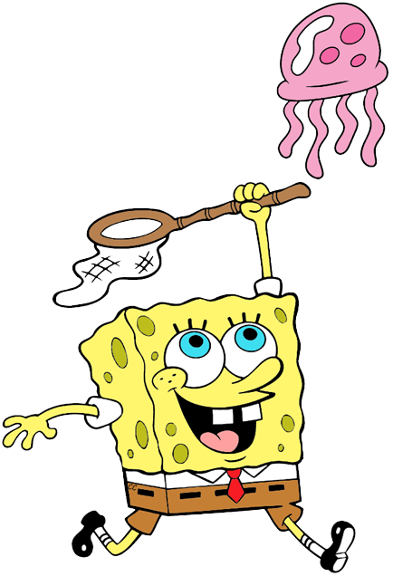 Spongebob, Garry Spongebob Chasing Jellyfish - Transparent Background ...