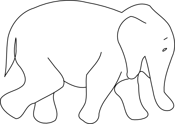 Elephant Outline - Clip Art - (600x426) Png Clipart Download