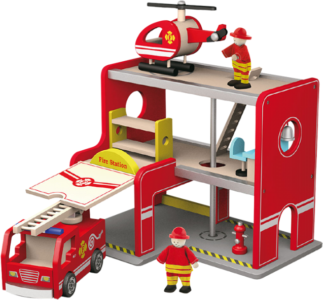 Wooden Toy Fire Station - (700x656) Png Clipart Download