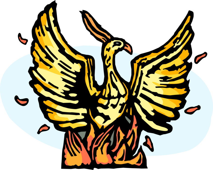 Vector Illustration Of Greek Mythology Rising Phoenix - Vector ...