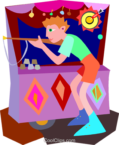 Boy Shooting Cork Gun At Carnival Royalty Free Vector - Carnival Games ...