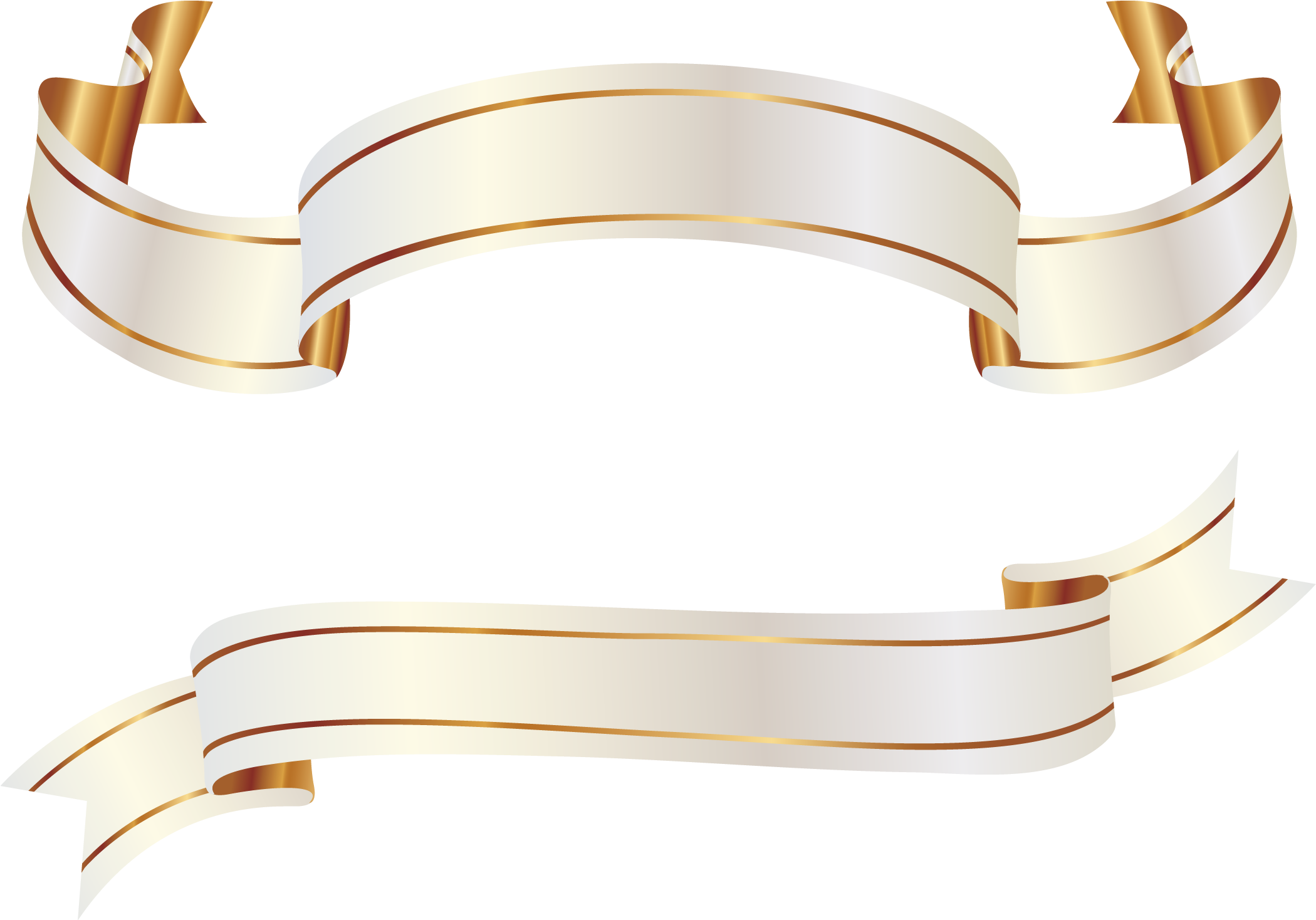 White And Gold Banners Png Clipart Picture - White Gold Ribbon Vector ...