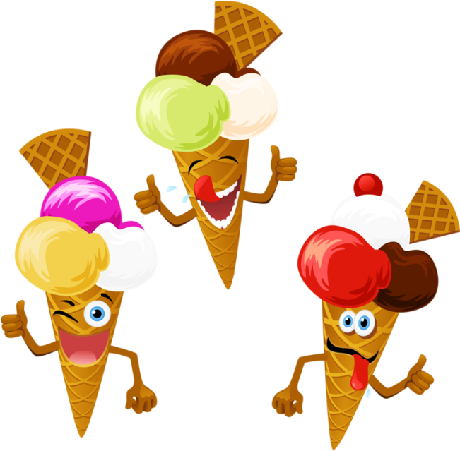 Funny Ice Cream - Glace Cartoon - (650x676) Png Clipart Download