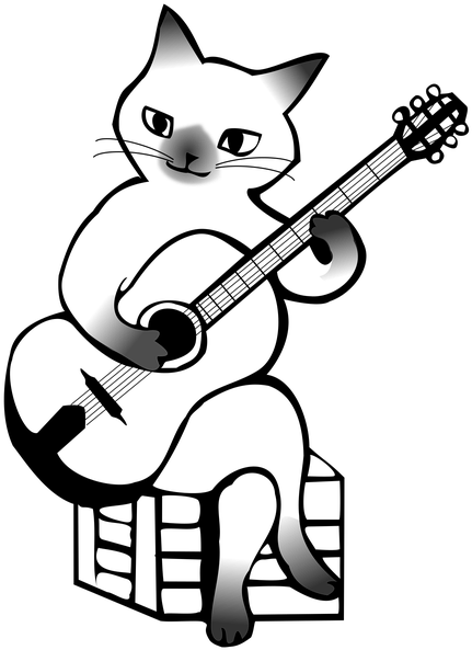 Cat Playing A Guitar Coloring Page - Musical Instruments - (520x640 ...