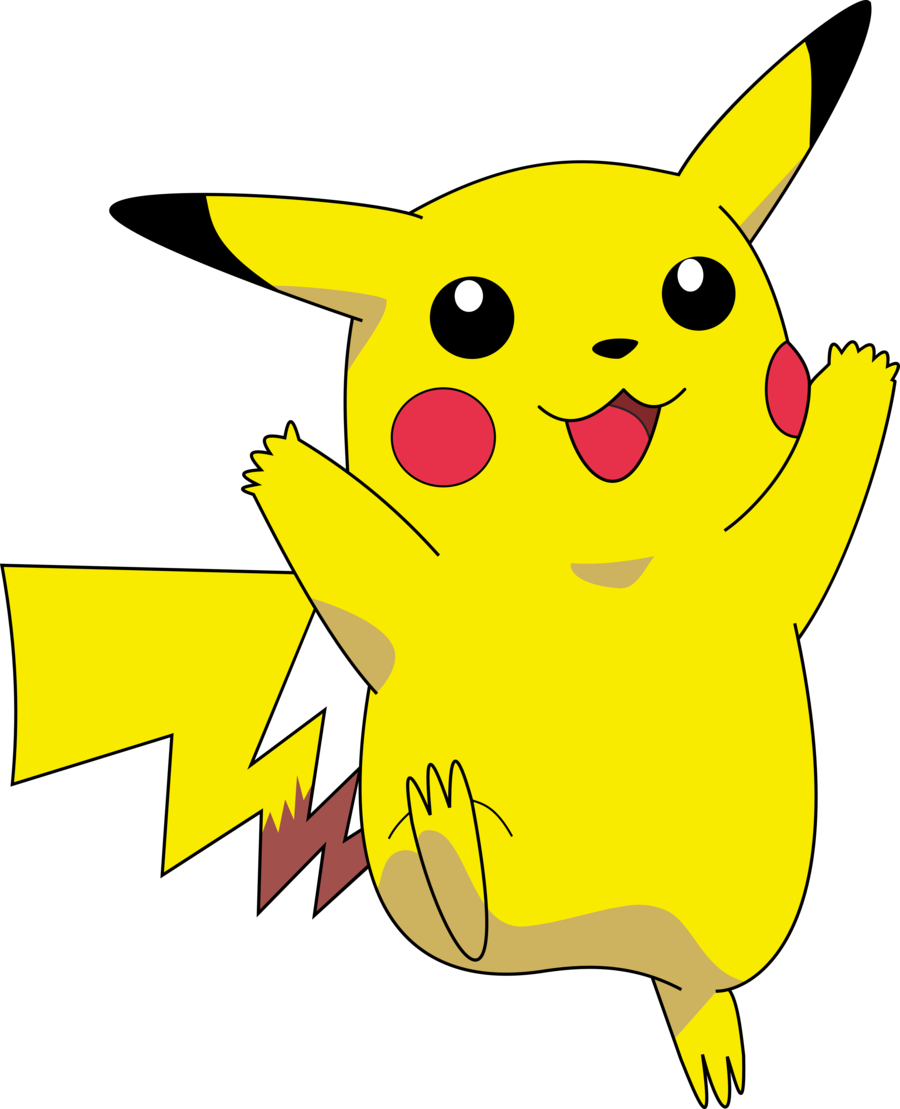 Pikachu Clipart Line Art - Different Types Of Pokemon - (900x1109) Png ...