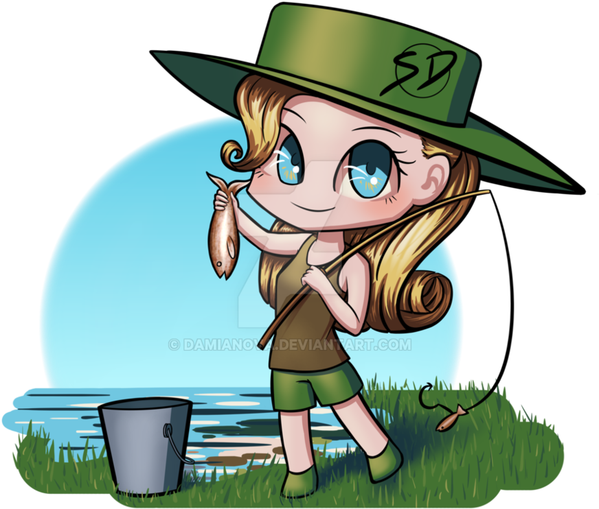 Fishing Chibi By Damianova - Fishing Chibi - (999x800) Png Clipart Download