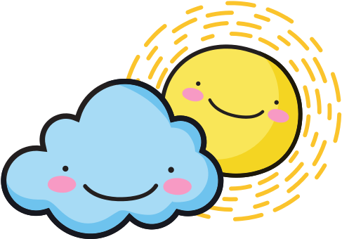 Happy Sun With Cloud Kawaii Natural Weather - Weather - (550x550) Png ...