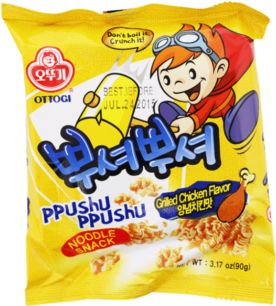 Ottogi Ppushu Ppushu Noodle Snack, Bulgogi Flavor, - Full Size PNG ...