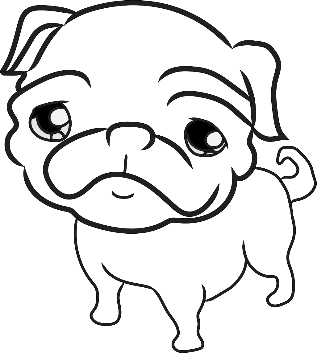 Pug - Pug Drawing Template - (1027x1145) Png Clipart Download