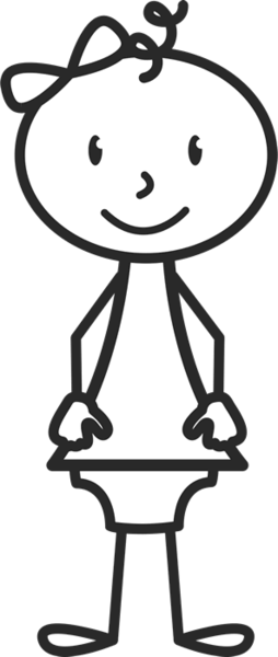 Newborn Baby With Curly-q And Bow Stamp - Stick Figure With Dress ...