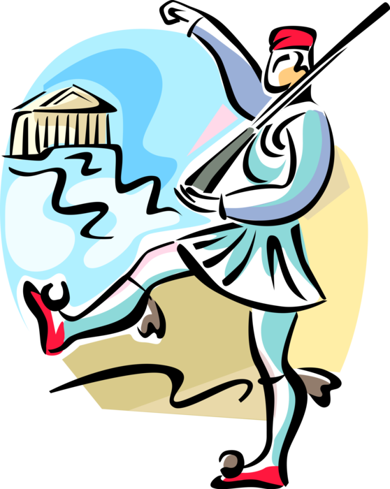 Vector Illustration Of Greek Evzones Or Evzoni Presidential - Cartoon ...