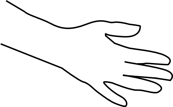 Hand Clipart Black And White - Line Art - (600x370) Png Clipart Download