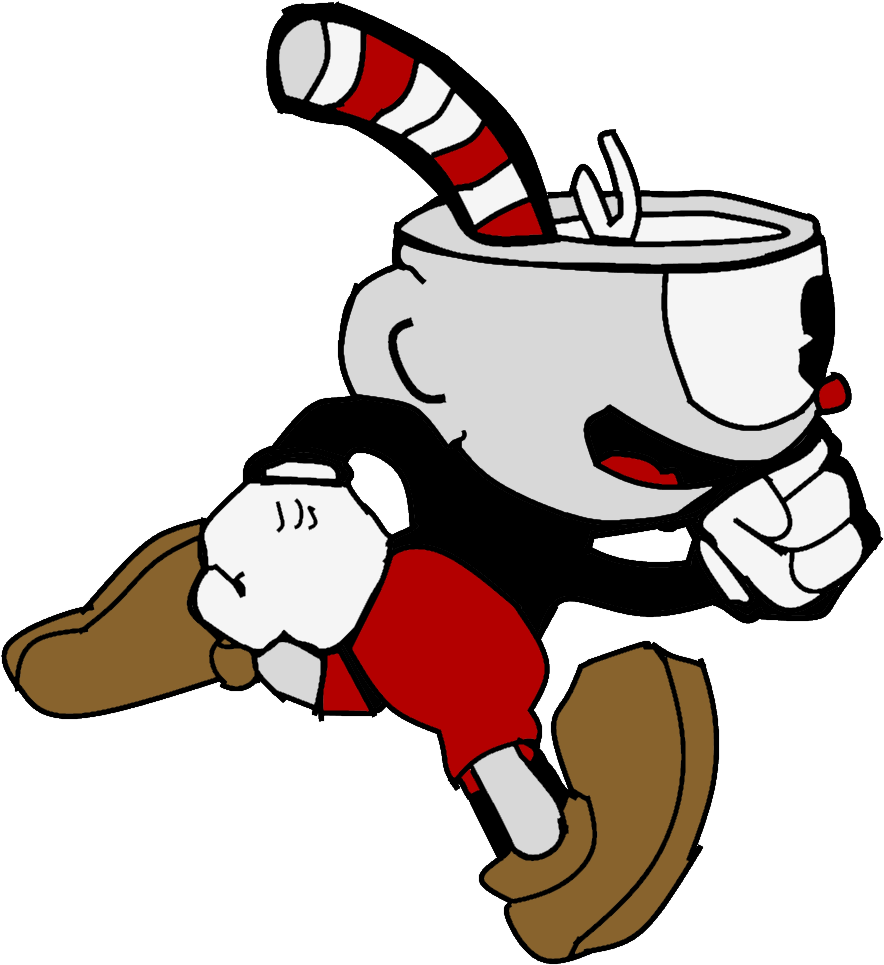 Coloring Of The Outline/final Product - Cuphead Running - (1600x1600 ...