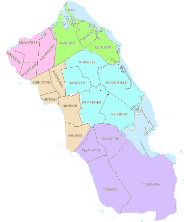 Color Coded Map Of South Shore Massachusetts - Map Of South Shore ...