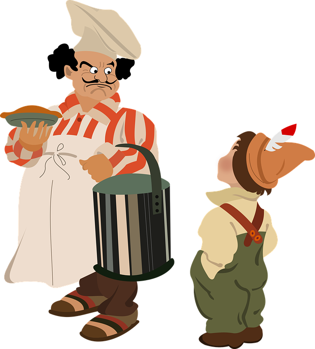 Chef, Boy, Cooking, Evil, Mustache, Pie, Bucket - Cartoon - (1156x1280 ...