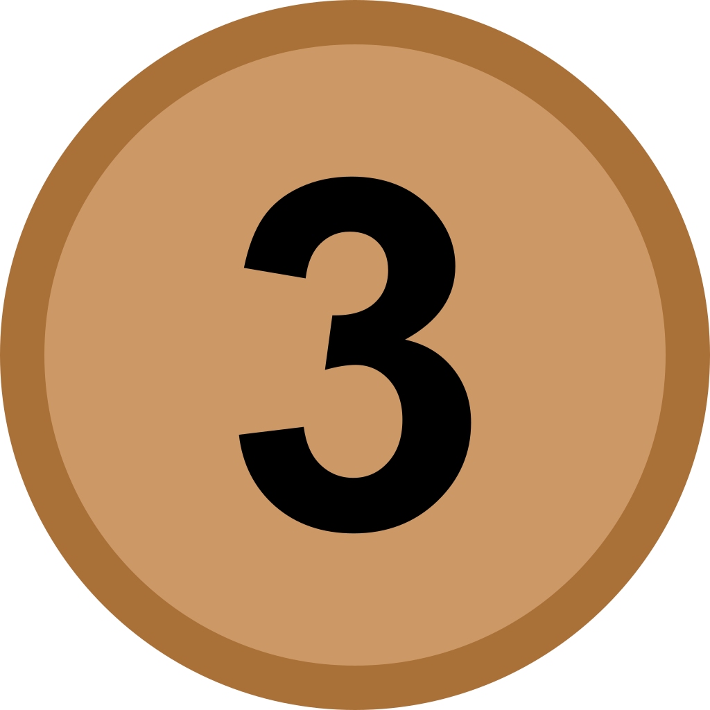 Bronze Medal Icon - 3 In A Circle - (1024x1024) Png Clipart Download