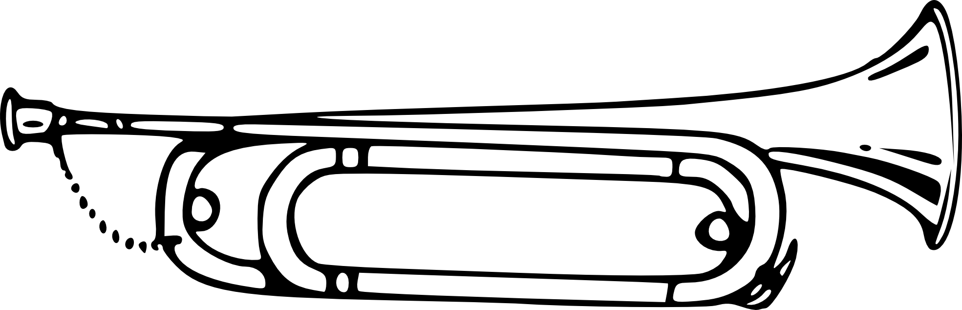 Bugle 29 Black White Line Art Tatoo Tattoo - Music Instrument Line Art ...