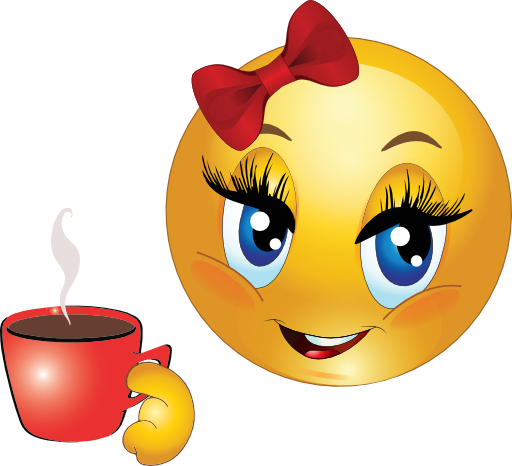 Girl Drink Tea Smiley Emoticon Clipart - Smiley Face Drinking Coffee - (512x466) Png Clipart ...