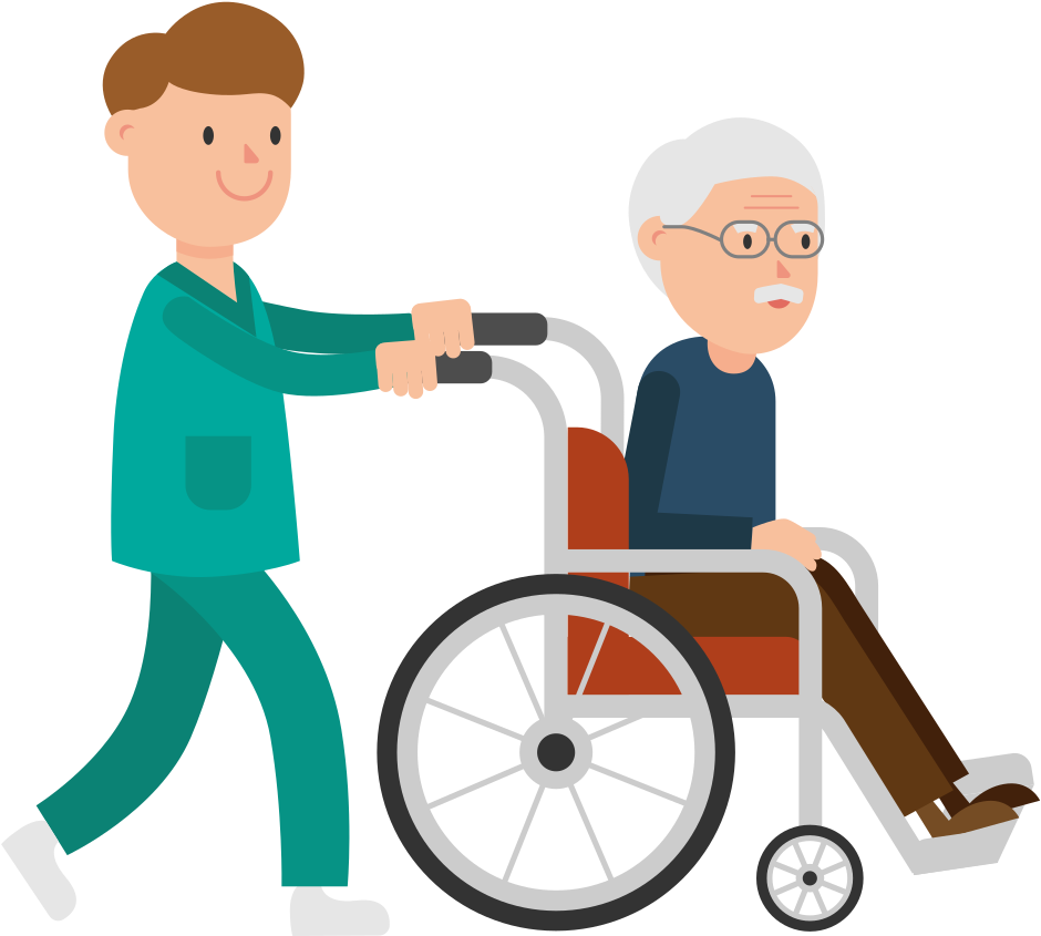 Open - Cartoon Wheelchair And Nurse - Full Size PNG Clipart Images Download