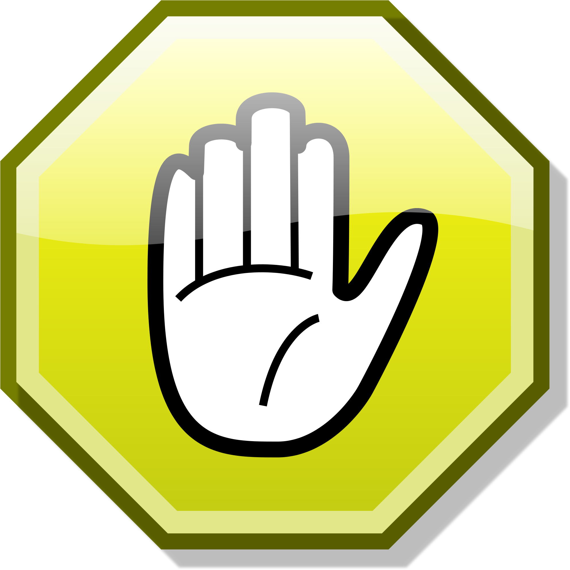 Open - Yellow Stop Hand - (2000x2000) Png Clipart Download