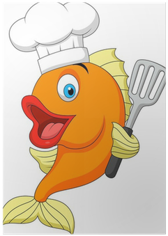 Fish Chef Cartoon - (400x400) Png Clipart Download
