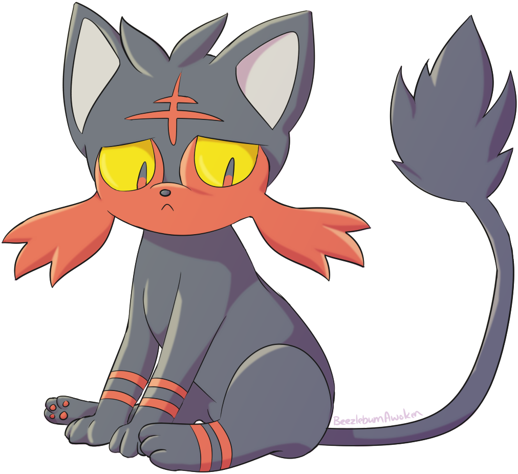 Sad Litten - Pokemon Sad Litten - (1072x1002) Png Clipart Download