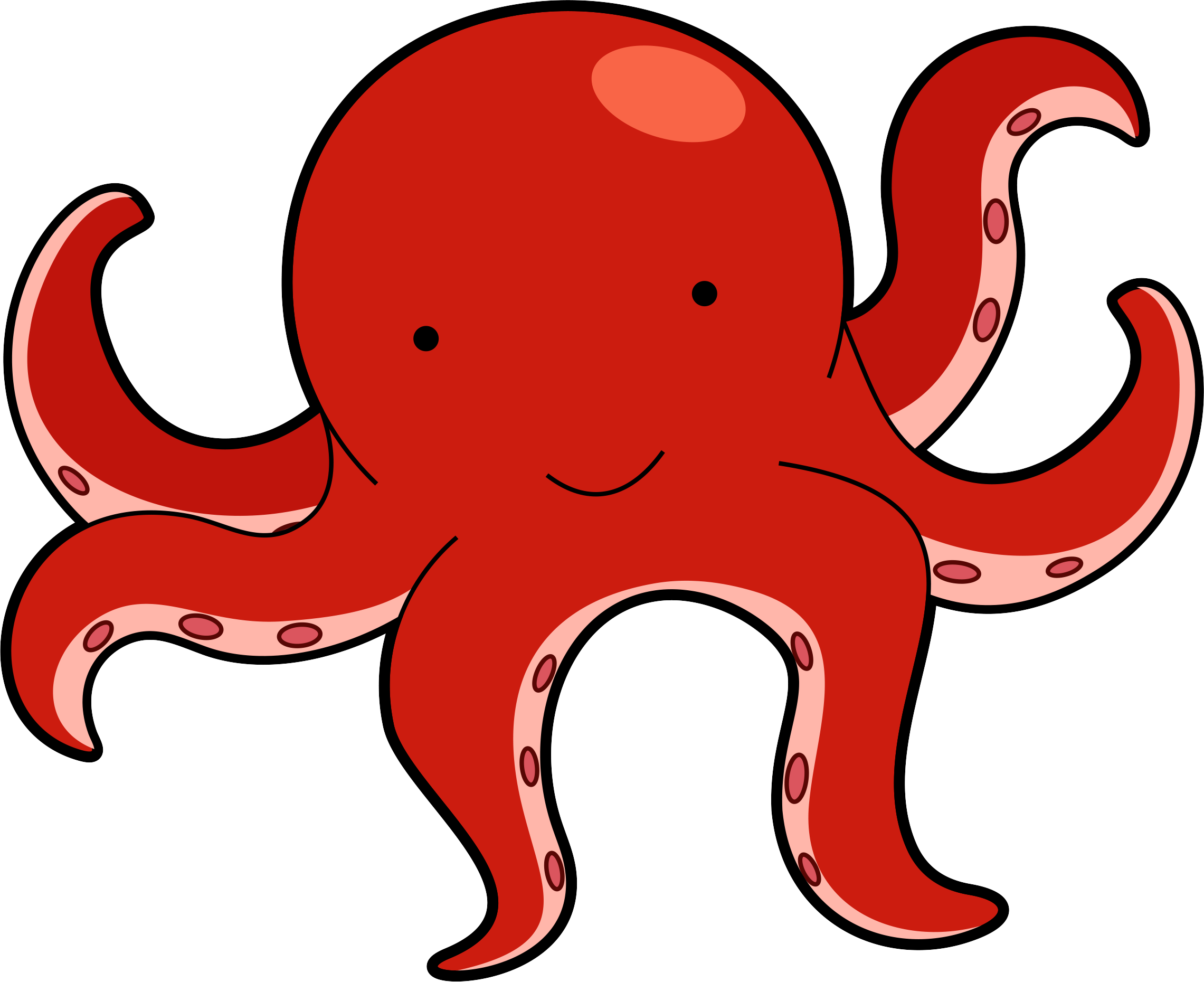Animals Cute Clipart Bundle - Red Octopus Clip Art Cute - (2281x1860 ...
