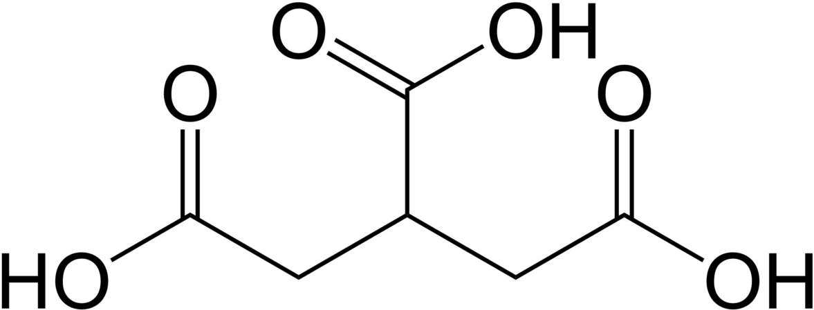 Citric Acid Molecular Structure - (1200x468) Png Clipart Download