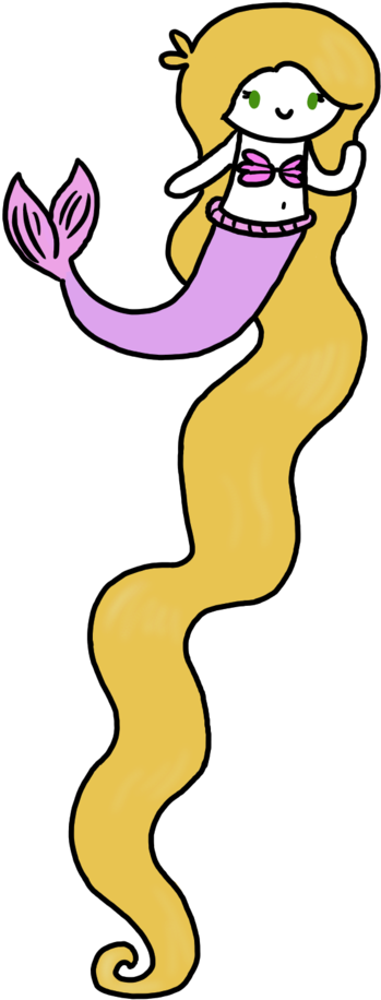 Rapunzel Mermaid By Chazzyllama - Cartoon - (640x1250) Png Clipart Download