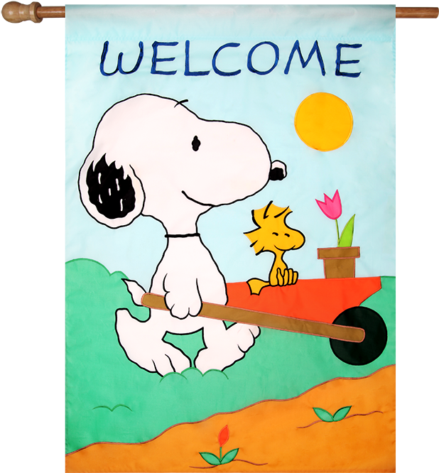 False Peanuts Snoopy Pushing Wheelbarrow With Flowers - (700x700) Png ...