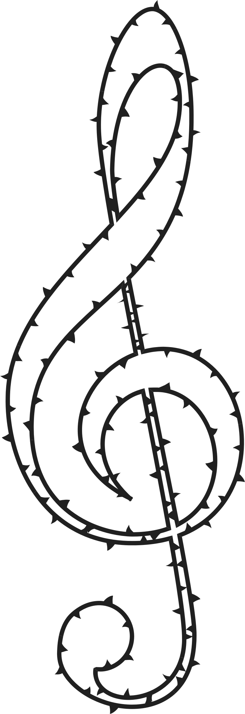 Clef Of Thorns - Treble Clef Outline - (794x2310) Png Clipart Download