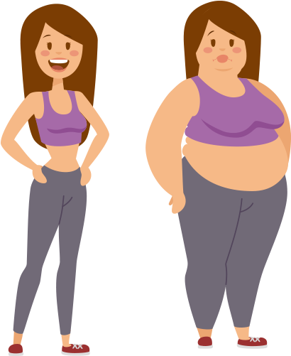 Fat Clip Art - Thin Fat Comparison Vector - (500x500) Png Clipart Download