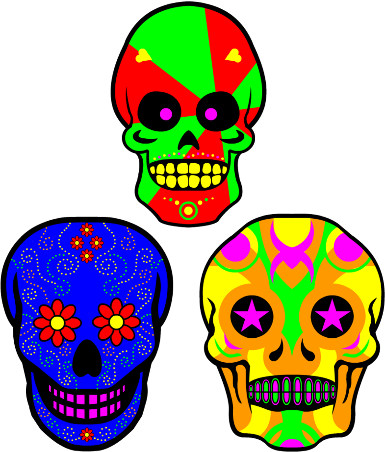 Necro Neon Skulls - Skull - (822x972) Png Clipart Download