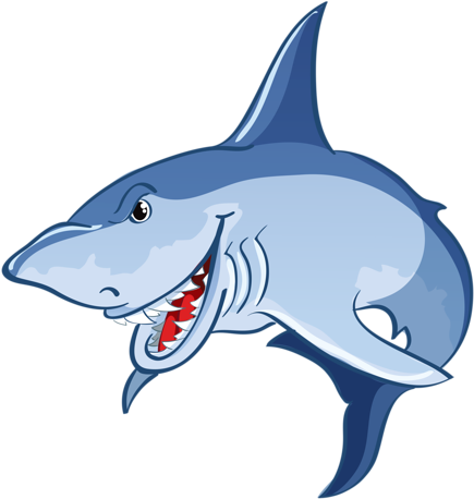 Set Of Scary Sharks In Cartoon Style 4 - Cartoon Shark .png - (453x500 ...