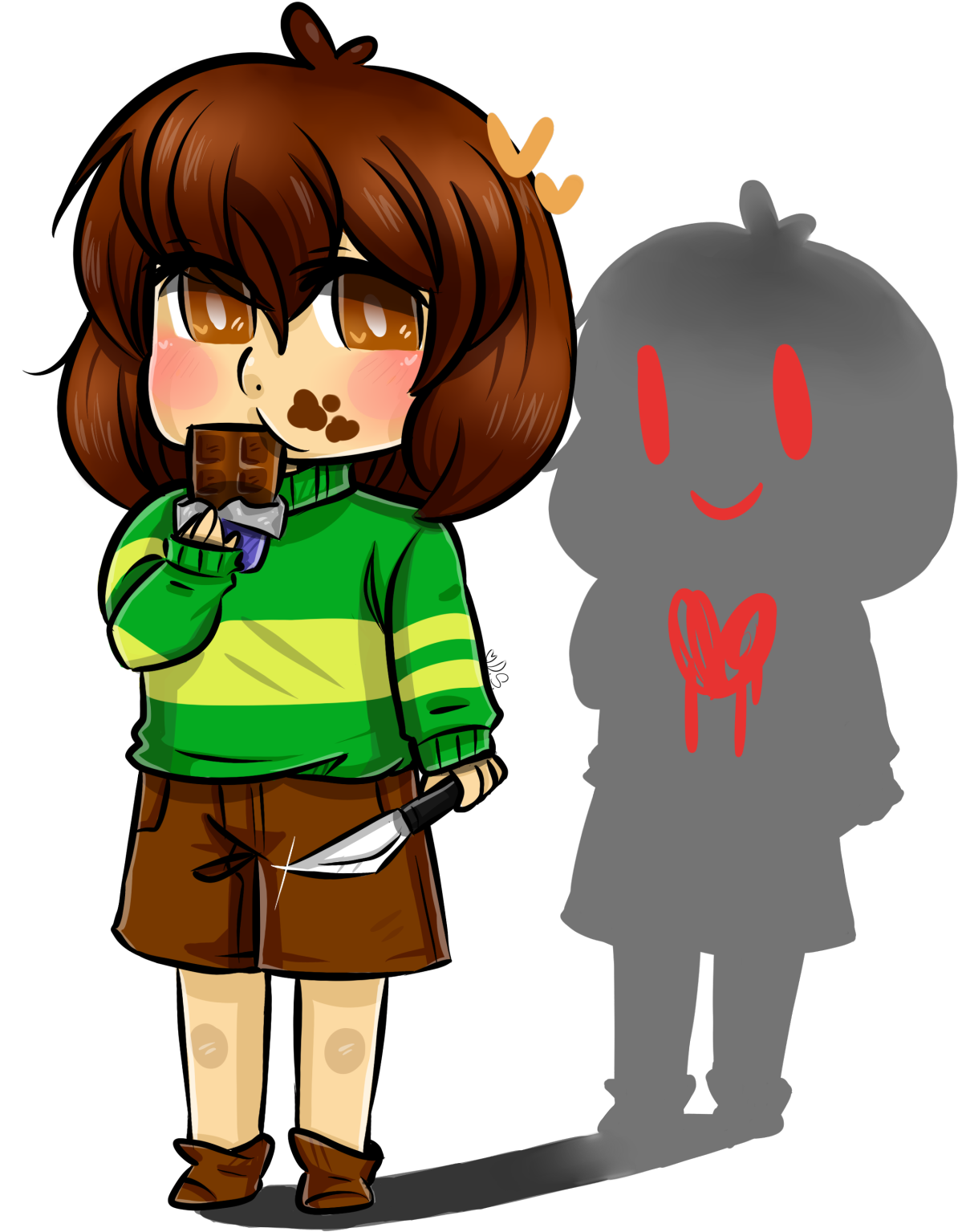Chara Eating Chocolate Chibi Prize For First Place - Cartoon ...