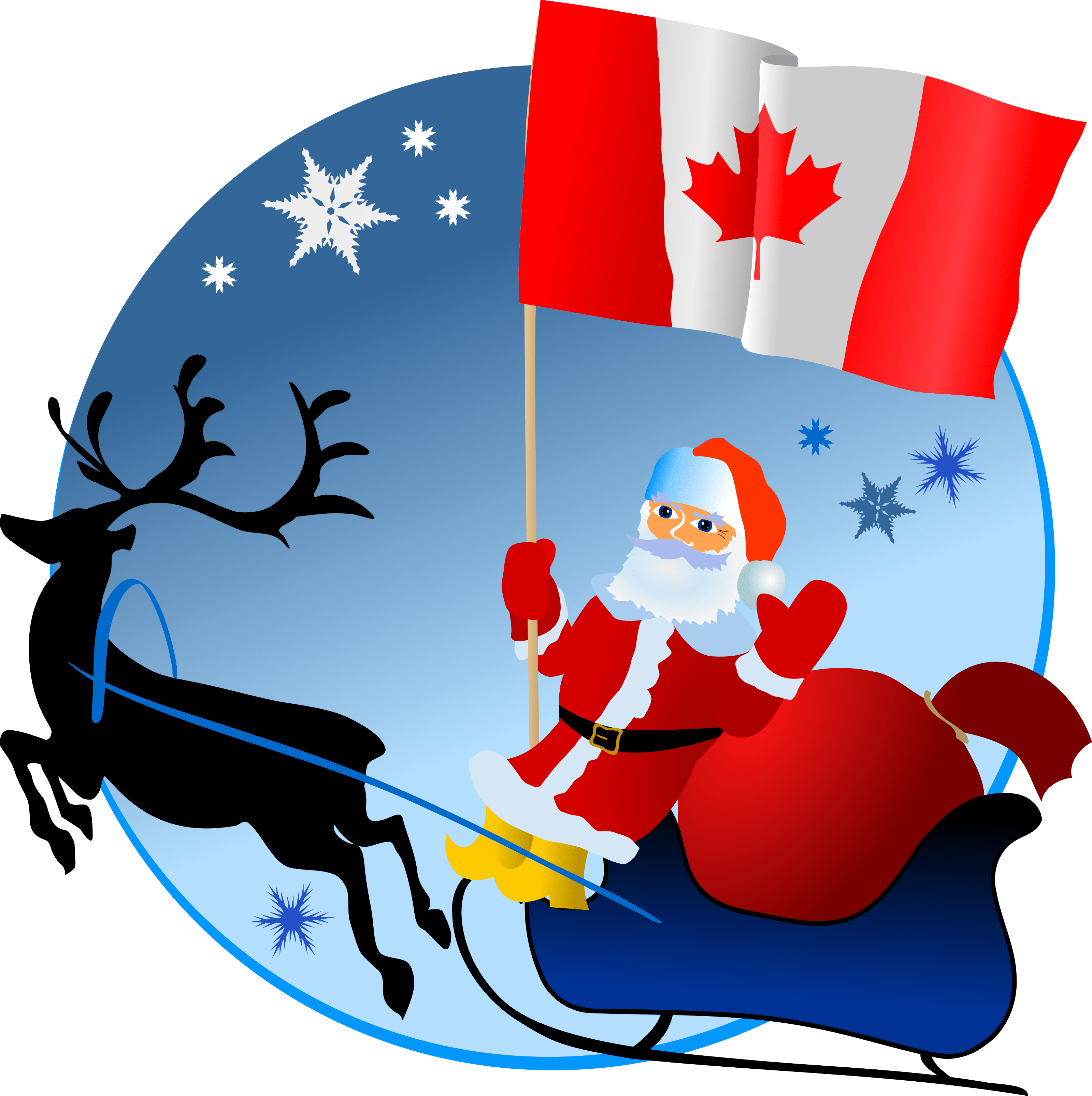Santa With Canadian Flag - Merry Christmas - (3200x3213) Png Clipart ...