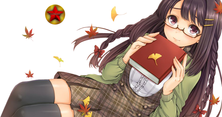 Anime Nerd Girl Reading