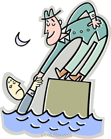 Man Helping Another Man Out Of The Water Royalty Free - Drawing - Full ...