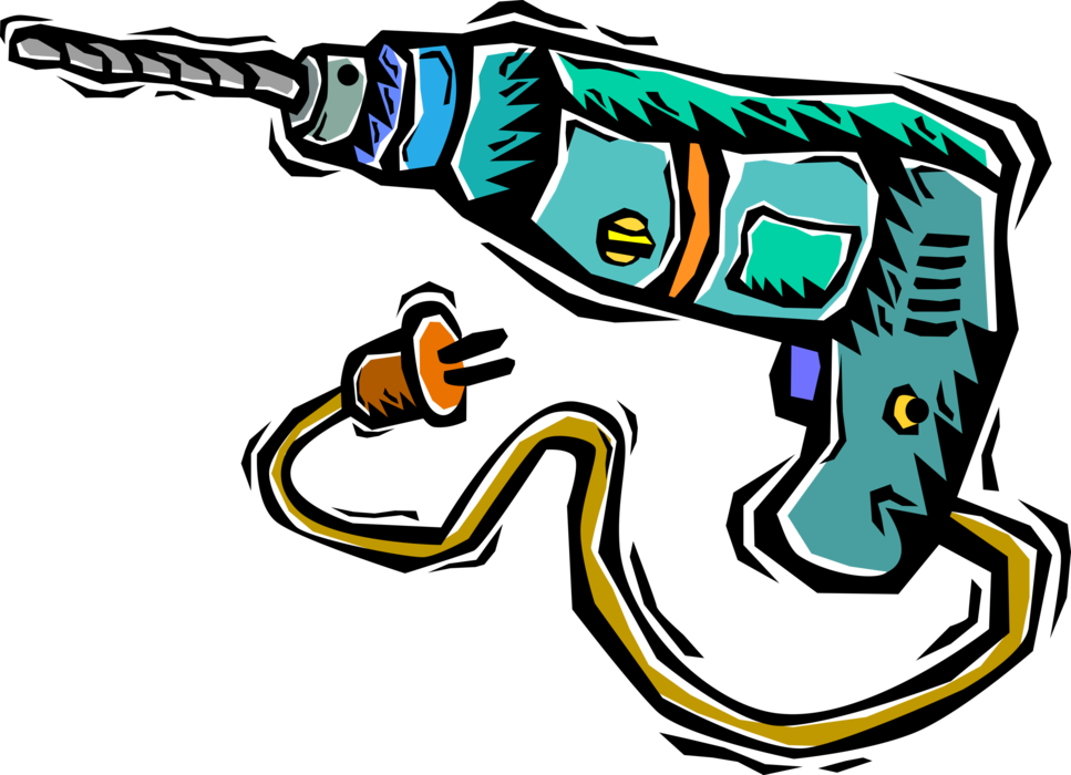 Vector Illustration Of Portable Electric Powered Drill - Vector Illustration Of Portable ...