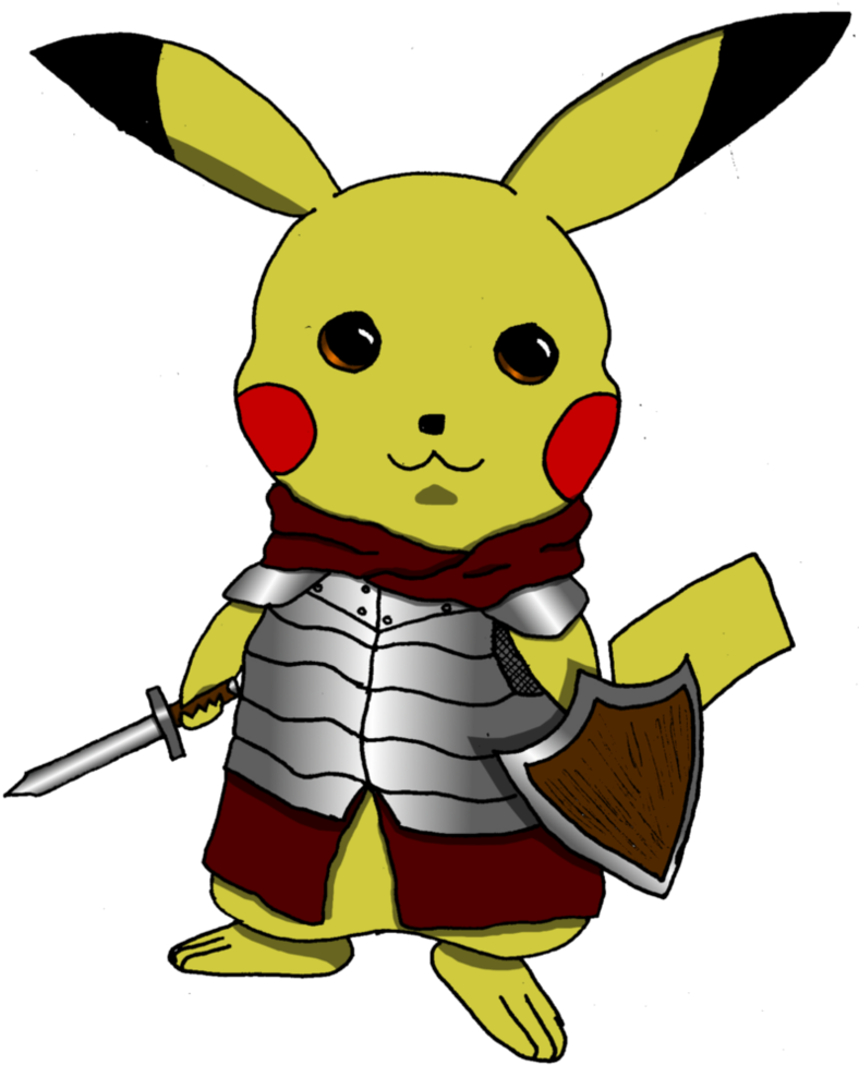 Knight Pikachu By Blood-reven - Cartoon - (790x1011) Png Clipart Download