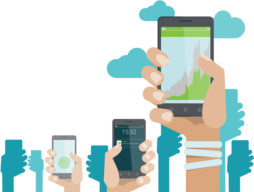 Hands Holding Mobiles Illustration - Mobile Phone - (872x707) Png ...