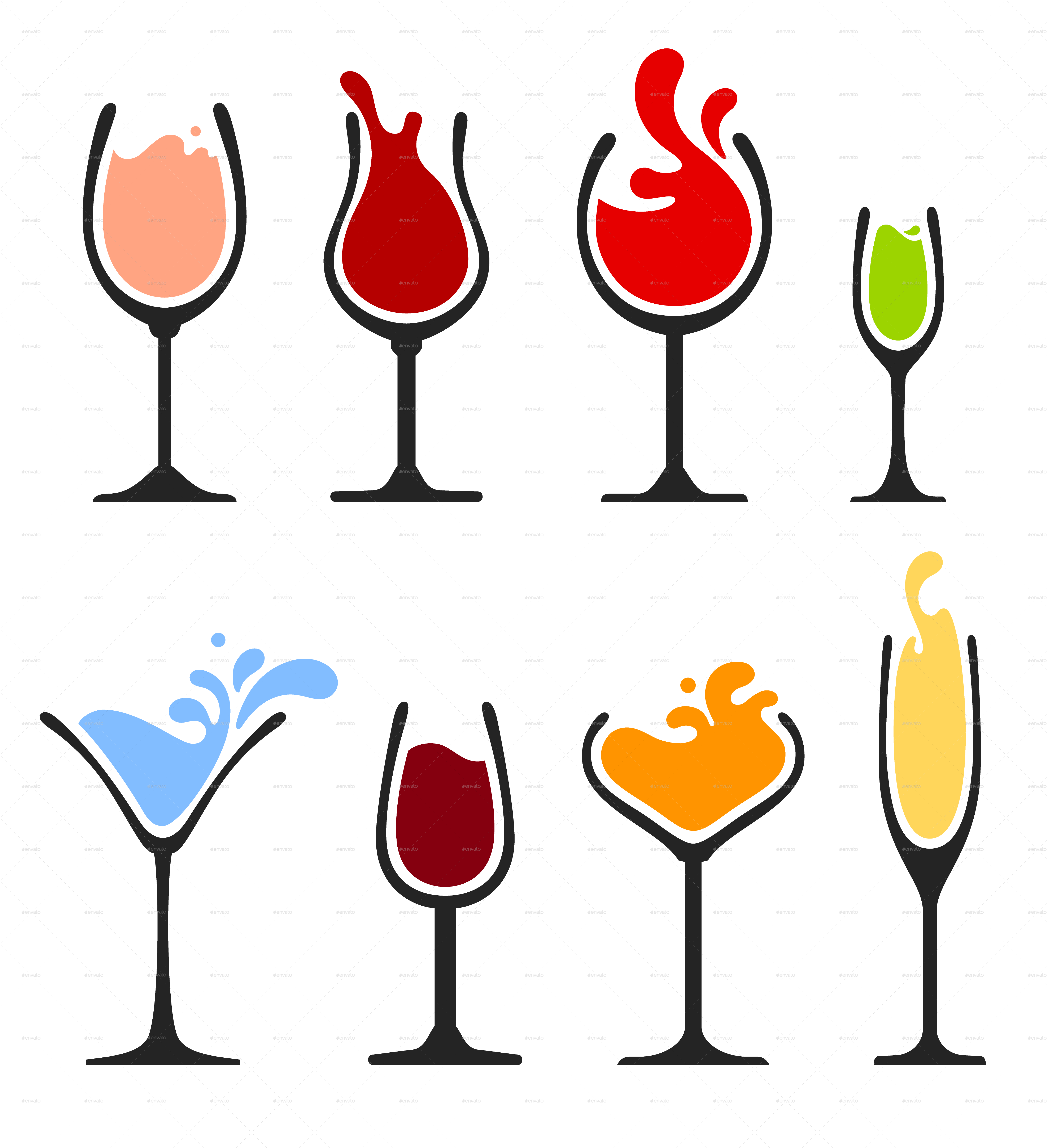Bokali 6 Wine Glass Vector 5000x5475 Png Clipart Download