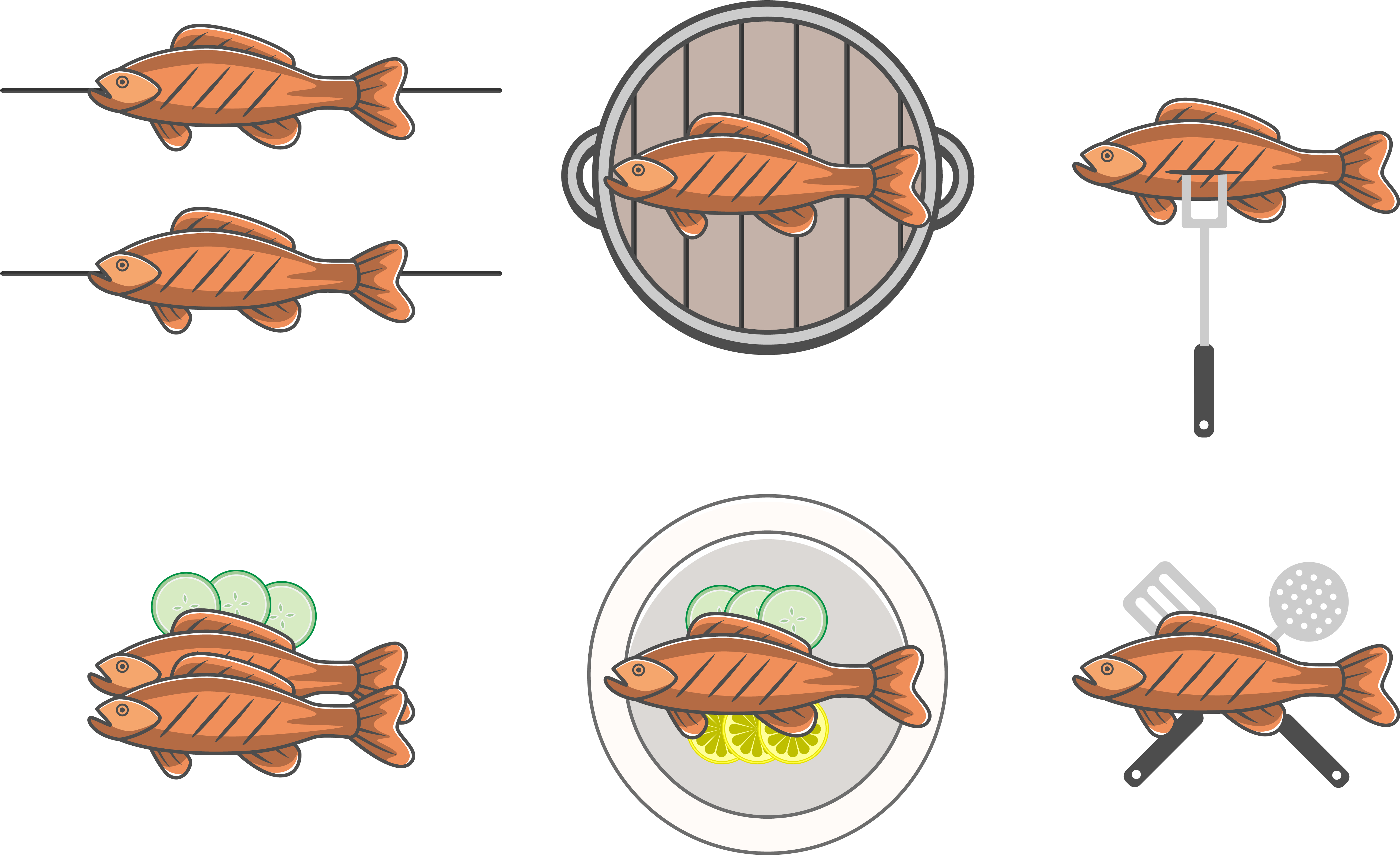 Fried Fish Roasting Clip Art - Fried Fish Vector - (5163x3212) Png ...