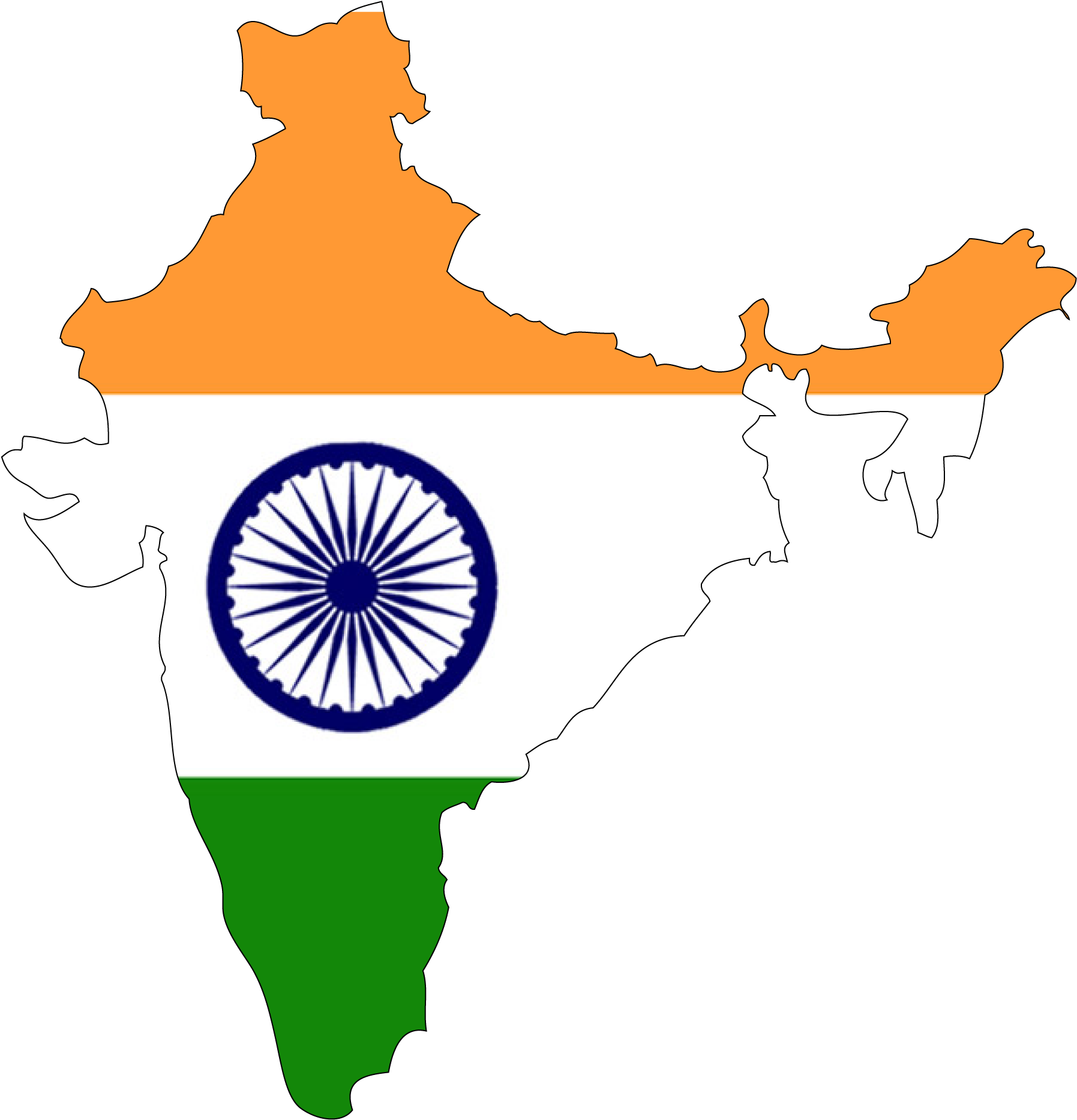 Indian Map With Colours - (1900x2000) Png Clipart Download