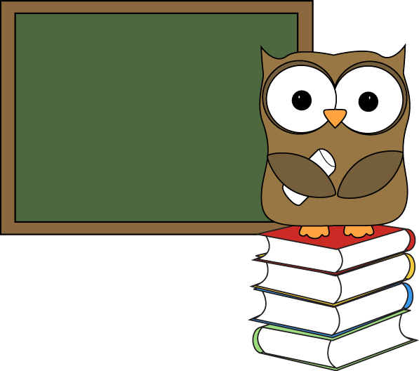 Owl With Books And Chalkboard Clip Art - Owl - Full Size PNG Clipart ...